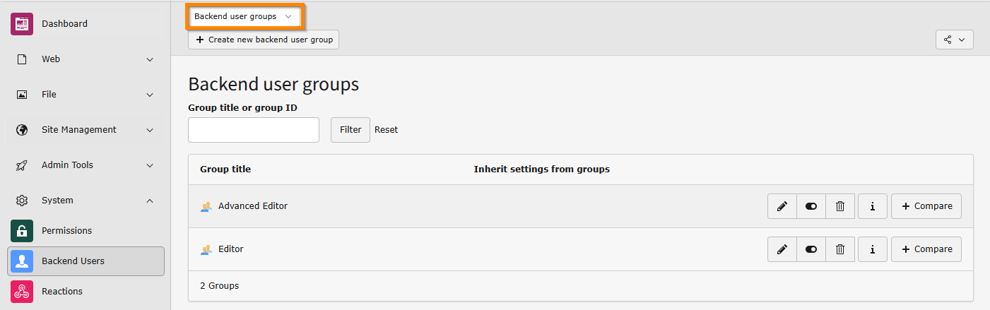 Backend Users module — TYPO3 Explained main documentation